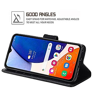 ERAGLOW Samsung Galaxy A14 5G Wallet Case: Stand Feature, Card-Slots, Flip Phone Cover - Black