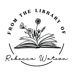 from The Library of | Ex Libris | Floral Book Stamp | Personalized Teacher Stamp | Custom Library Stamp | Monogram Self-Inking Wood Handle Stamp (Floral 2)