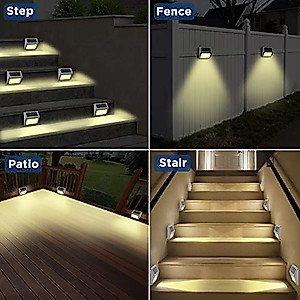 Solar Powered Step Lights,12 Pack Solar Deck Step Lights Outdoor, Stair Lights Waterproof for Driveway, Fence, Patio, Garden, Pathway, Warm White