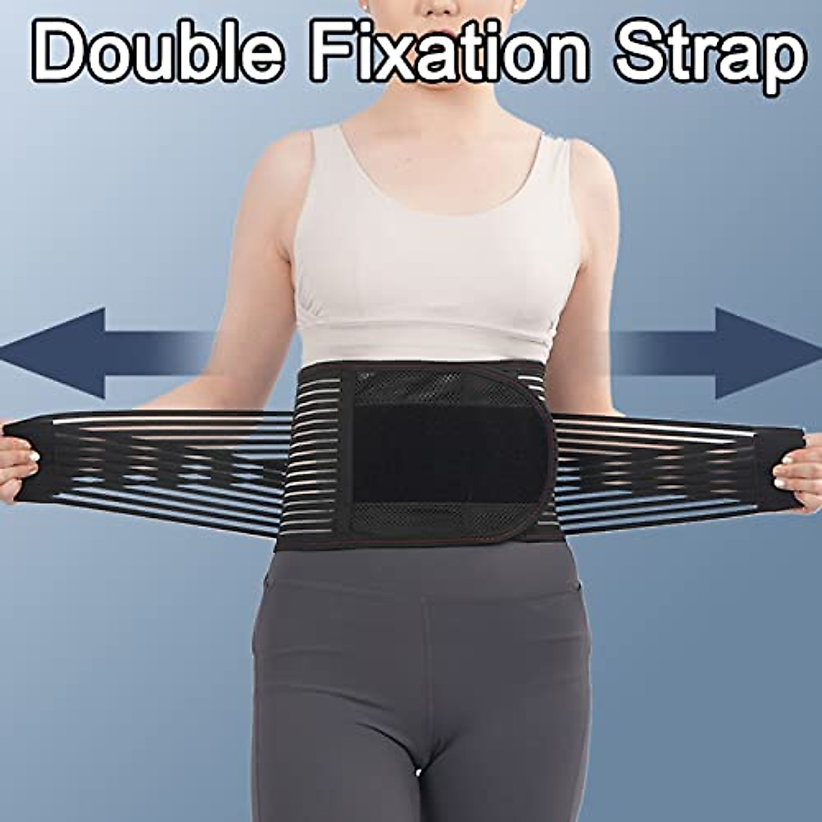 HFSKJWI Lightweight Back Brace with 2 Support Plates for Lower Back Pain Relief,Breathable Mesh Material with Dual Lumbar Pads,Adjustable Lumbar Support Brace for Men Women,XL