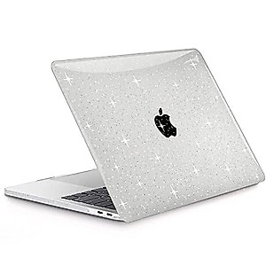 G JGOO Compatible with MacBook Pro 13 inch Case M2 2023 2022 2021, 2020-2016 M1 A2338 A2251 A2289 A2159 A1989 A1706 A1708 Touch Bar, Clear Glitter Hard Shell Case + Keyboard Cover + Screen Protector