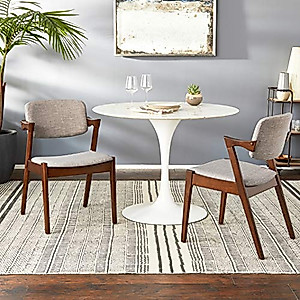 Baxton Studio Gonza Dining Chiars, Light Grey/Walnut Brown