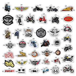 BulbaCraft 179 Pcs Motorcycle Stickers, Motorcycle Brand Stickers, Strong Adhesive & Waterproof Stickers for Adults, Small Stickers, Motorcycle Gifts for Men Vinyl Stickers