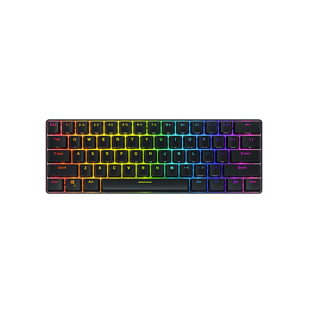 Whirlwind FX Atom 60% Gaming Keyboard: Interactive and Customizable Lighting – Immersive, Reactive RGB Experience (Blue Clicky)