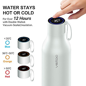 vsitoo Self-Cleaning Water Bottle, 33oz Insulated Stainless Steel BPA-Free Smart Water Bottle, Touch Screen APP Control & Auto-Cleaning, Thermal Flask for Travel, White