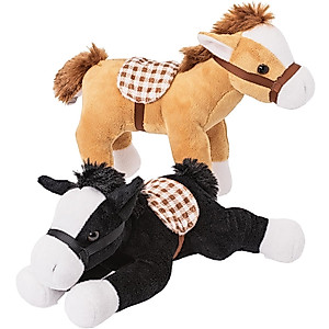 PREXTEX Plush Farm House with Soft and Cuddly 5" Plush Horses, Farm Boy, and Farm House Barn House Carry Along Case
