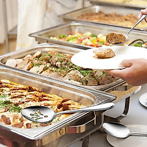 Stainless Steel Slotted Serving Spoons, E-far 4-Piece Metal Tablespoons Hostess Serving Utensils Set for Catering Buffet Party Kitchen Restaurant, Dishwasher Safe