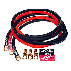 Sky High Oversized 4 Gauge AWG Big 3 Upgrade RED/Black Electrical Wiring Kit
