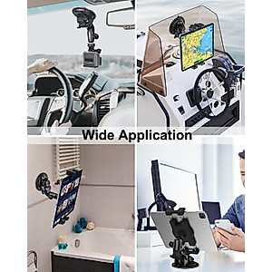 woleyi Car Tablet Holder Windshield - [95mm Strongest Suction Cup] Window Dashboard Car Tablet Mount for Trucks/Vehicles with 1/4'' Screw Tip, for 4.7-13" iPad Pro Air Mini, Galaxy Tab, iPhone, Camera