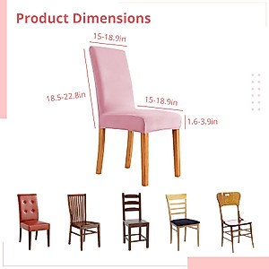 2 PCS Stretchy Chair Cover, Pink Velvet Chair Cover, Removable Dining Chair Slipcover, Washable Chair Protector, Universal Chair Cover for Dining Rooms, Living Rooms, Cafes, Restaurants, Hotels