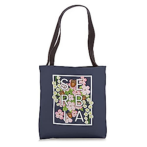 Flowers of Serbia Word Art - Serbian Pride Tote Bag