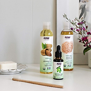 NOW Foods Solutions, Organic Sweet Almond Oil, 100% Pure Moisturizing Oil, Promotes Healthy-Looking Skin, Unscented Oil, 8-Ounce