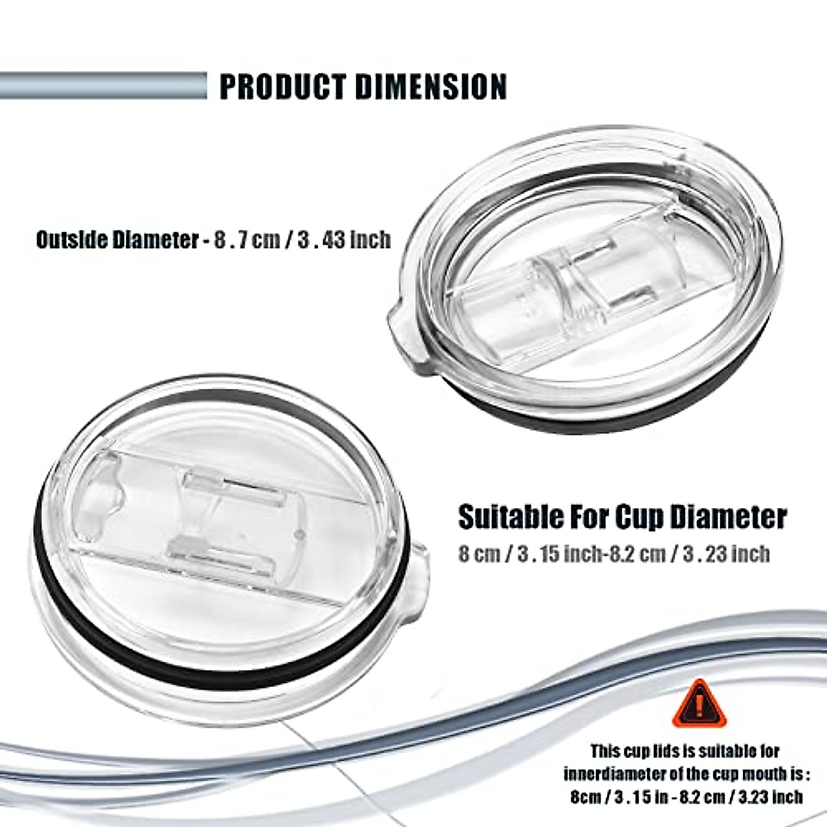 Tumbler Lids Spillproof for 20oz 30oz Yeti and More Cooler Cup, Splash Resistant Lids for Tumbler/For Yeti/Ozark Trails and More, Splash Proof Open - Close Slide Lid, Straw Friendly (20 oz)