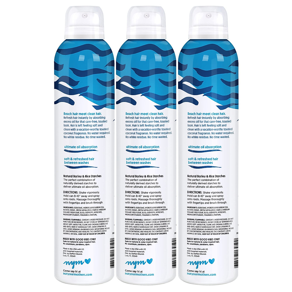 Not Your Mother's Beach Babe Dry Shampoo (3-Pack) - 7 oz Dry Shampoo - Instantly Absorbs Oil - Hair Essentials for All Hair Types