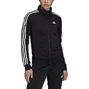adidas Women's Essentials Warm-Up Slim 3-Stripes Track Top, Black, X-Large