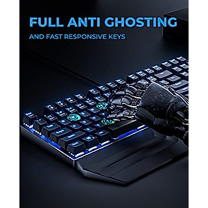 havit Mechanical Keyboard and Mouse Combo RGB Gaming 104 Keys Blue Switches Wired USB Keyboards with Detachable Wrist Rest, Programmable Gaming Mouse for PC Gamer Computer Desktop (Black)