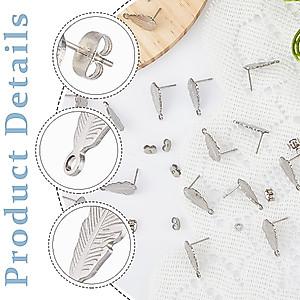 DICOSMETIC 30Pcs Leaf Stud Earrings Ear Stud Post Leaf Pad Nature-Inspired Ear Studs Earring Posts with Hole 1.8mm Stainless Steel Studs Findings with 60Pcs Ear Nut for Earring Making