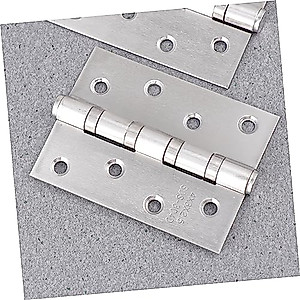 DOITOOL 6 Pcs 4 Home Furniture Hardware Interior Hinge with Screws Folding Door Hinge Folding Hinge Plated Hinge Bearing Steel Hinge Mute Flat Hinge Door Loose-Leaf Hinge Bearing Household