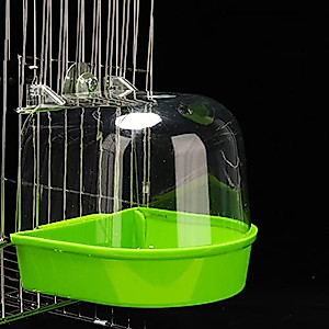 lamphle Parrot Bath Box Easy Installation Washing Dry Cleaning Lightweight Thicken Leak-Proof Parrot Bath Box for Lovebirds Green