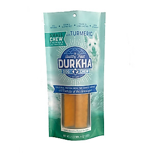 Durkha Himalayan Cheese Chews with Turmeric | Natural Long Lasting, Cheese Dog Treats| Great for Aggressive Chewers | Does Not Stain Carpets or Furniture. (1 Pack, Small (2CT/Min.4OZ))