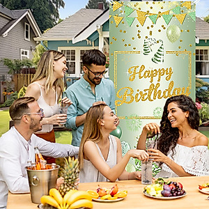 Sage Green Birthday Banner Decorations for Girls Women Sage Green Happy Birthday Door Cover Banner Light Green Birthday Banner Backdrop Porch Banner Sage Green Birthday Party Supplies for Baby Shower