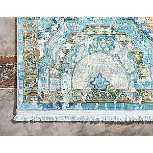 Unique Loom Baracoa Collection Area Rug - Coppelia (4' 3" x 6' 1" Rectangle, Light Blue/ Blue)