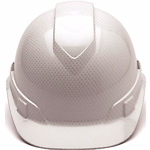 Pyramex Vented Cap Style Ridgeline Patterned Hard Hat with 6 Point Ratchet Suspension and Hard Hat Tote - Shiny White