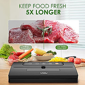 YIOU Vacuum Sealer Machine, Food Storage Machine, 80kPa Pro Vacuum Food Sealer for Food with Starter Kit, Dry Moist Mode Easy to Clean, Automatic Vacuum Sealer Machine, Black