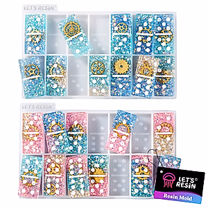 LET'S RESIN Resin Molds, Double 6 Domino Resin Molds 28 Cavities Domino Molds for Resin Casting Standard Size, Silicone Dominos Mold for Epoxy, Clay, Keychain & Jewelry,Glossy & Durable