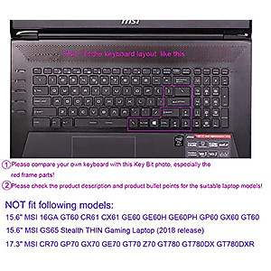 Clear Keyboard Cover Compatible for 15.6 inch MSI Gaming Laptop GS70 GP62 GL62M GT62VR GF62VR GE63VR GS63VR WS60 WS63VR, 17.3 inch MSI GL72M GF72VR GV72 GP72 GS73 GS73VR GT73VR GE72 GV72 GT72