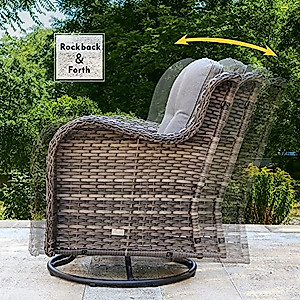 HAPLIFE Patio Wicker Swivel Rocker Chairs Rattan Outdoor Furniture Rocking Chair, Gray