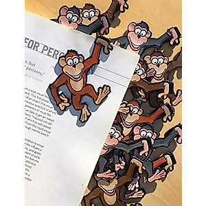 Monkey Bookmarks - (Set of 20 Book Markers) Bulk Animal Bookmarks for Students, Kids, Teens, Girls & Boys. Ideal for Reading incentives, Birthday Favors, Reading Awards and Classroom Prizes!