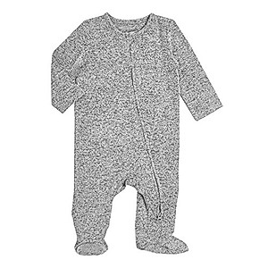 aden + anais Snuggle Knit Baby Boy or Girl Long Sleeve Zipper, One-Piece Footed Sleeper, Heather Grey, 0-3M