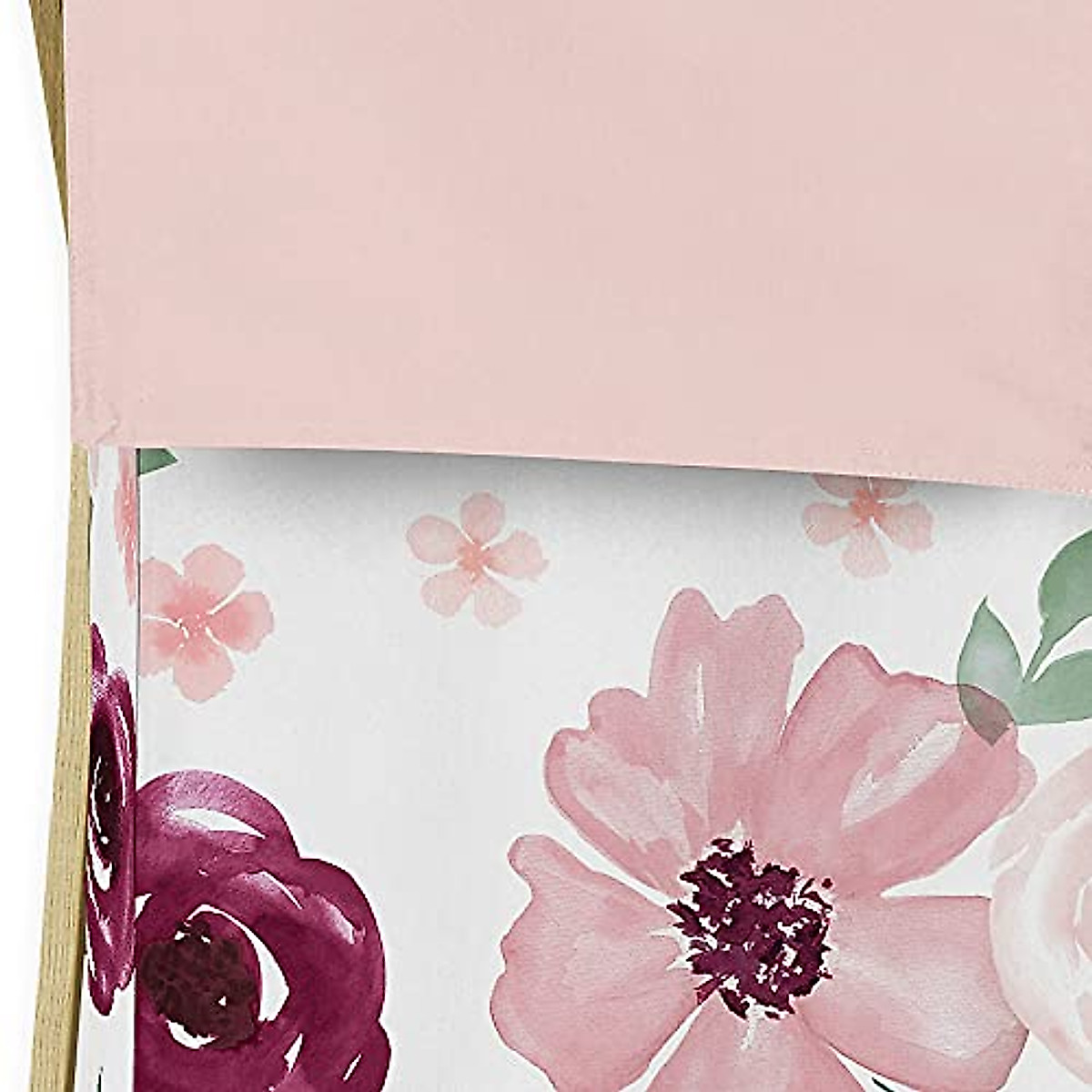 Sweet Jojo Designs Burgundy Watercolor Floral Baby Kid Clothes Laundry Hamper - Blush Pink, Maroon, Wine, Rose, Green and White Shabby Chic Flower Farmhouse