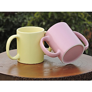 HealthGoodsIn Dual Handle Mug (Double Grip Mug) Set of 2 for Secure Hold, 11.83 Fl. Oz. (350 Ml) (Pastel Color)