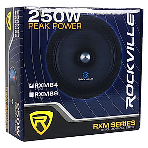 Rockville (8) RXM84 8" 2000w 4 Ohm Mid-Range Drivers Car Speakers, Mid-Bass