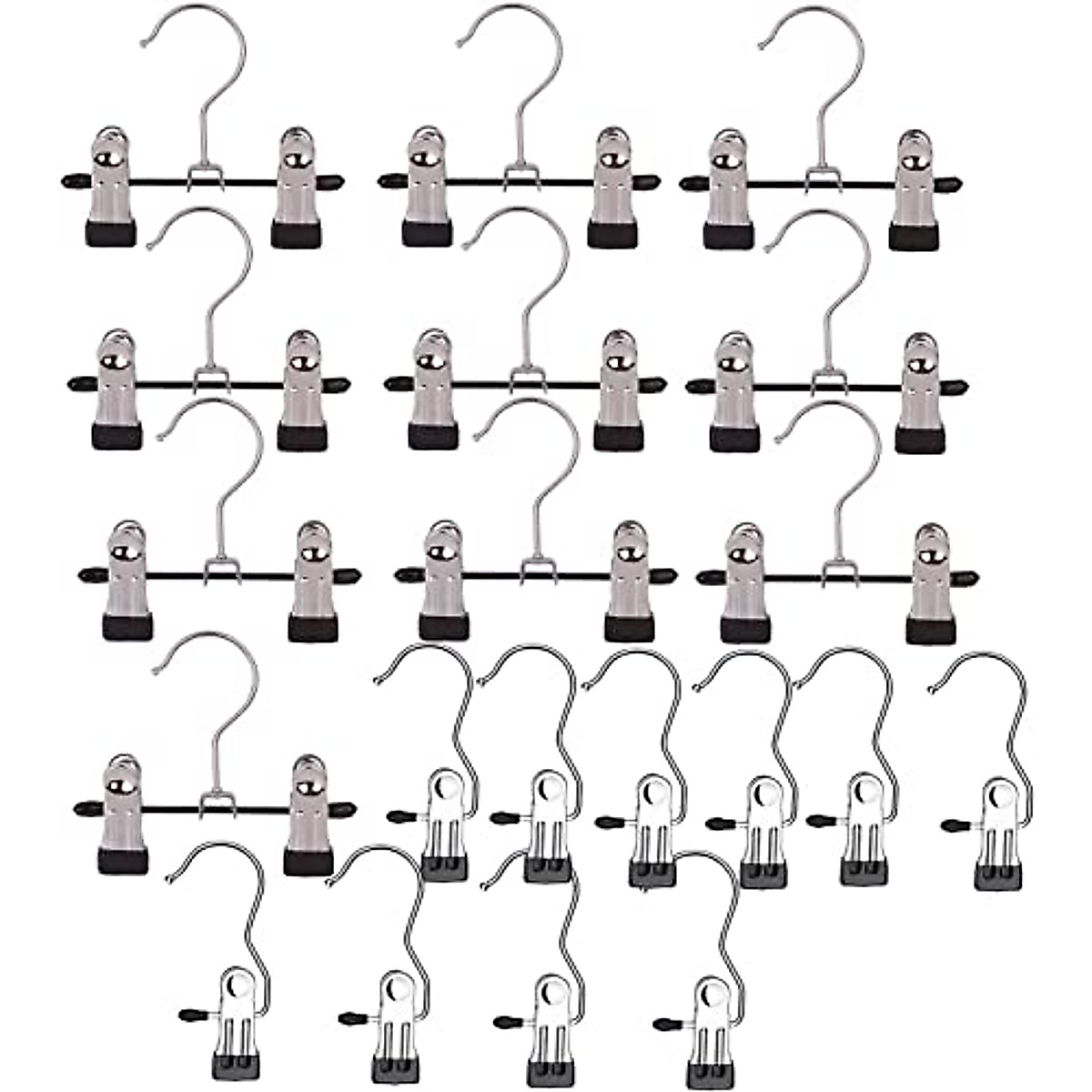 YCLOVE 20 Pack Laundry Hook Boot Clips Hanger Clips Hold Hanging Clothes Pins Hooks Portable Stainless Steel Home Travel Hangers Clips Heavy Duty Closet Organizer Hangers (20 PACK WHITE Laundry Hooks)
