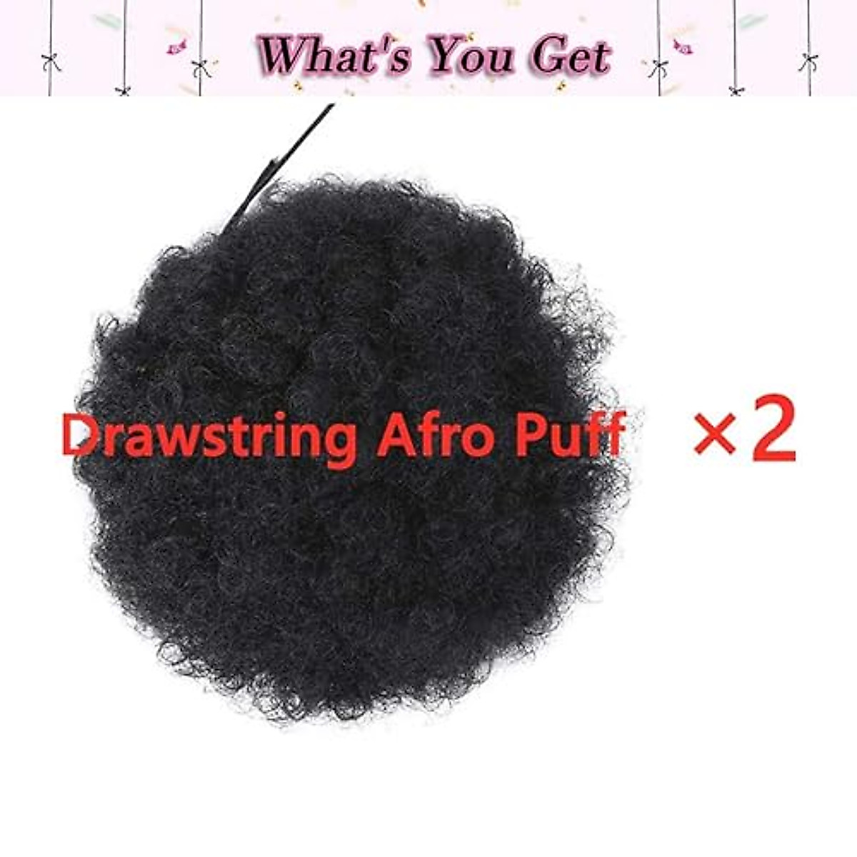YMHPRIDE 2Pcs Afro Puff Drawstring Ponytail Hair Extension Synthetic Fluffy Kinky Curly Bun Updo Hair Pieces Donut Chignon Hairpieces Extensions(1B#)
