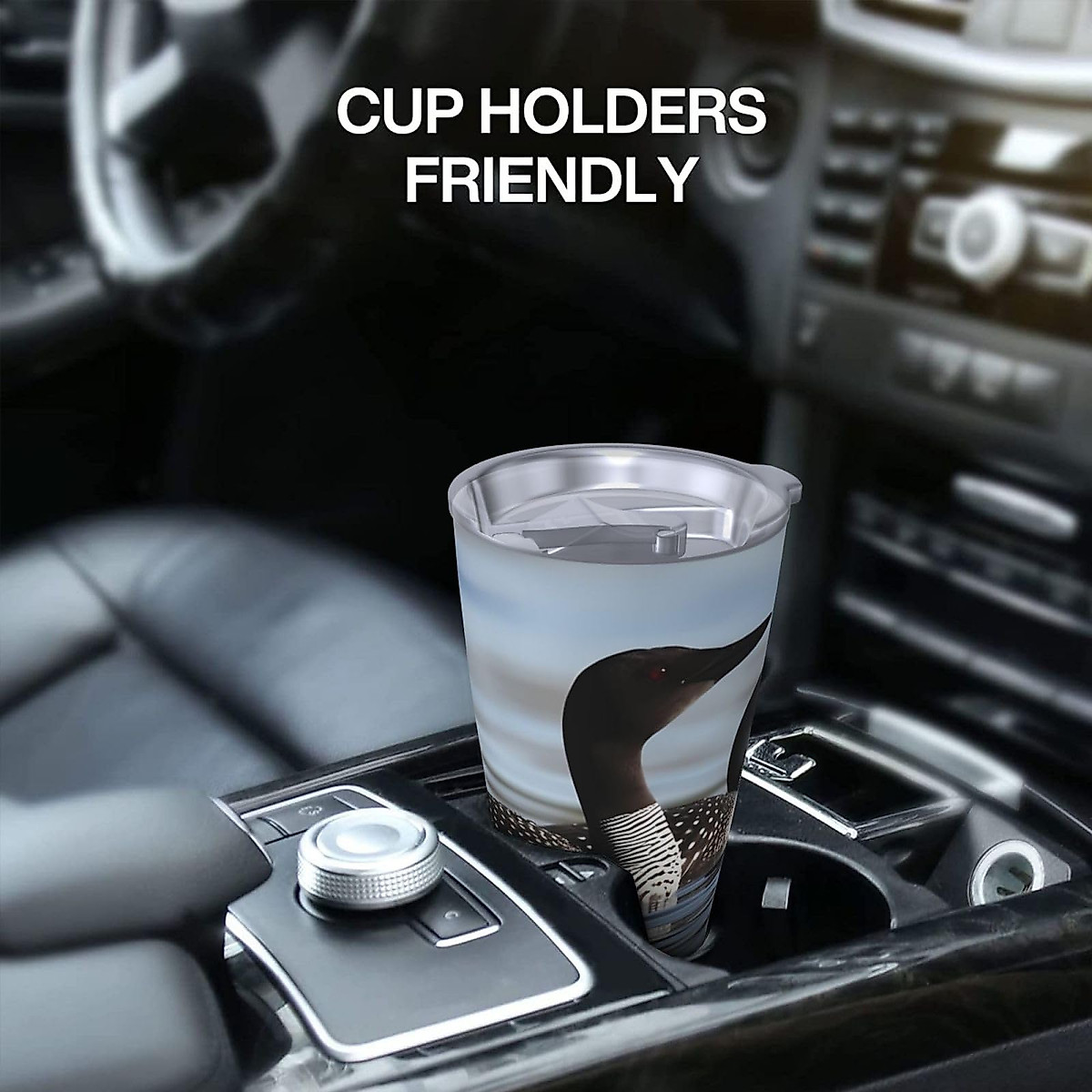 NONHAI 20 oz Tumbler with Straw Lid Vacuum Insulated Cup Stainless Steel Water Bottle Loon Birds Travel Mug Double Walled Vacuum Thermal Cups for Hot and Cold Drinks