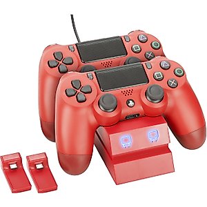 Venom PlayStation 4 Twin Charge Docking Station - Red (PS4)