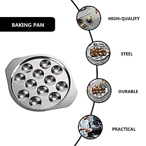 YARNOW 2pcs Stainless Steel Escargot Plates Dishes 12 Compartment Holes Escargot Baking Dishes for Snail BBQ Mushroom Silver