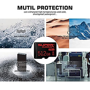 512GB Micro SD Card with SD Card Adapter Class 10 Mini SD Card High Speed Micro SD Memory Card 512GB TF Card Camera, TV, GOPRO, Smartphone