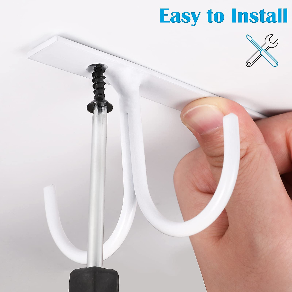 TRUSBER Mug Holder Under Shelf Coffee Cups Organizer Under Cabinet 3 Pack Cups Mugs Rack with Hooks 12 Hanging Hooks for Mugs,Coffee Glass Cups