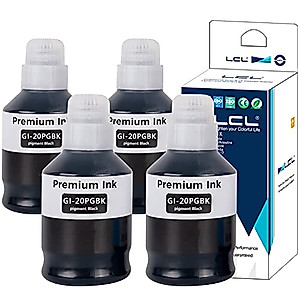 LCL Compatible Ink Bottle Pigment Replacement for Canon GI20 GI-20 GI-20PGBK GI-20BK PIXMA G6020 G5020 G7020 (4-Pack Black)