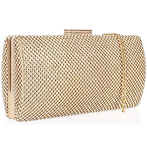 Venoline Women’s Crystal Evening Handbags Rhinestones Ladies Clutch Sparkling Purse Bags Gold