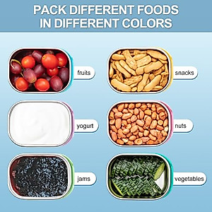 Maxcheck 6 Pcs Stainless Steel Snack Containers Food Storage Container with Silicone Lid Easy Open Stainless Steel Lunch Box Leak Proof Metal Bento Containers (Pastel Color,8oz)