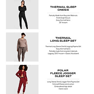 Victoria's Secret PINK Thermal Onsie, PJ Set for Women, 2 Piece Lounge Set PJs, Cozy Pajamas Women, Women's Sleepwear, Black (XL)
