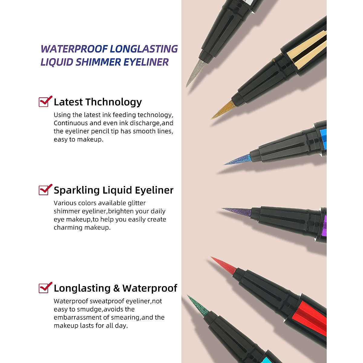 Gold Glitter Eyeliner Liquid Liner-1Pcs Gold Metallic Satin Shimmer Sparkling Colored Eye Liner Eyeshadow Makeup Pen, Long Lasting High Pigmented Waterproof Smudge-proof Eyeliner Pencil,Gift for Women