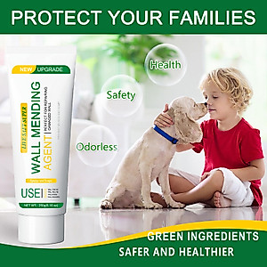 Drywall Repair Kit with Scraper, 8.2 oz Non-Toxic Wall Spackle Repair Paste, Quick Repair Wall Mending Agent for Home Wall Damage, Nail Holes, Cracks, Graffiti, 250g