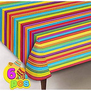 JOYIN 6 pcs Cinco De Mayo Printed Plastic Tablecover w/Multi Color Style (54 x 108 INCHES) for Fiesta, Taco Night, Birthday, and Mexican Themed Party